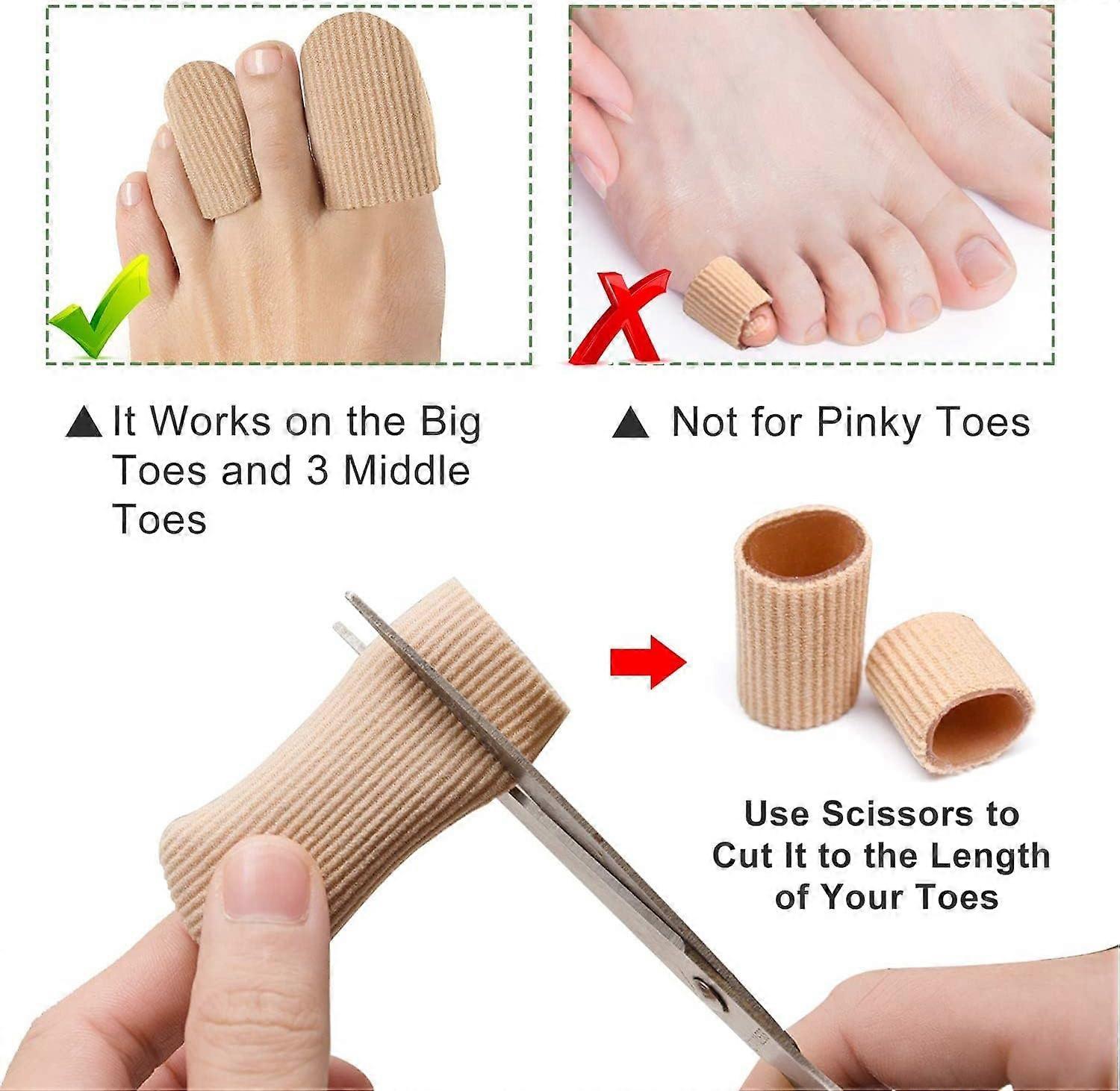 6 Pack Cuttable Toe Tubes, Toe Finger Bandage, Toe Finger Protection ...