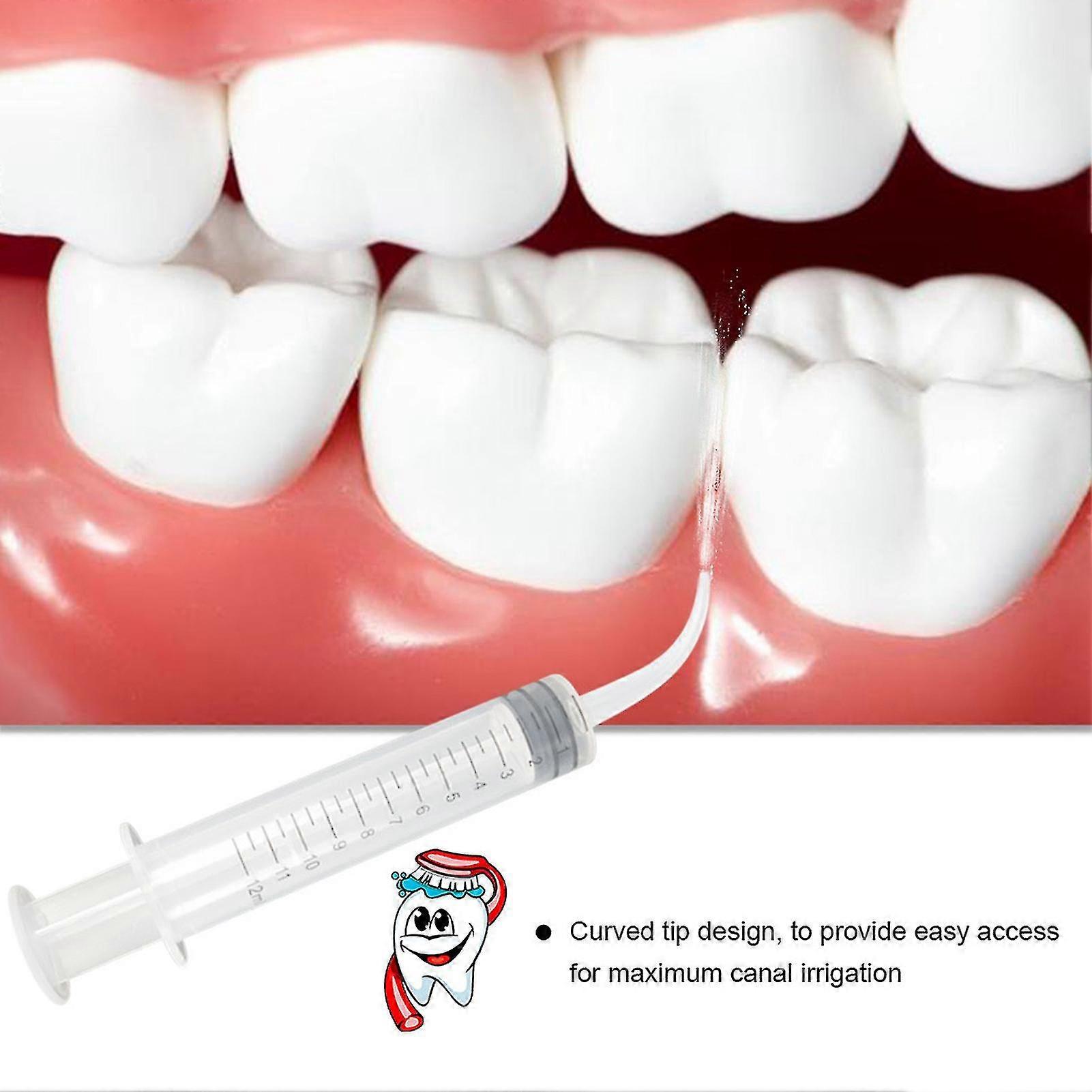 10pcs 12ml Disposable Dental Syringe Transparent Elbow Syringe Teeth ...