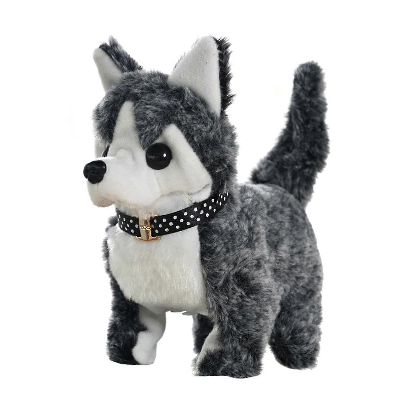 Electric Dog Plush Toy Simulated Walking & Tail Wagging Cute Husky Dog ...