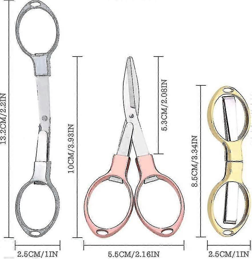 6pc Folding Scissors, Portable Stainless Steel Safety Scissors, Glasses ...