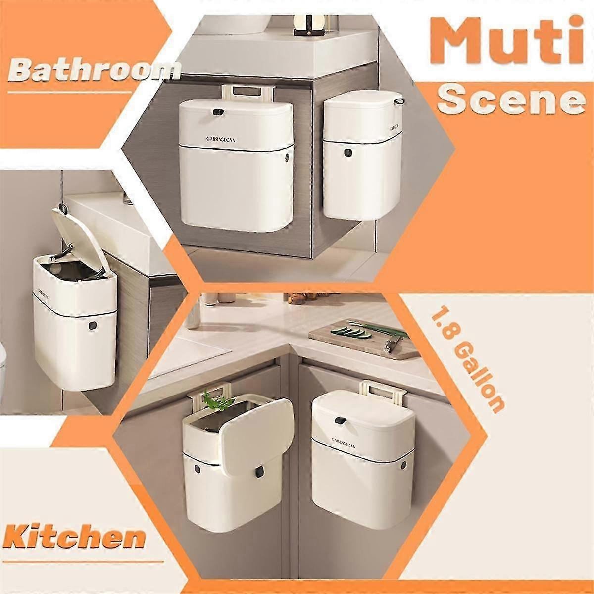 Compost Bin Kitchen Garbage Can 1.8 Gallon Countertop Indoor Small ...