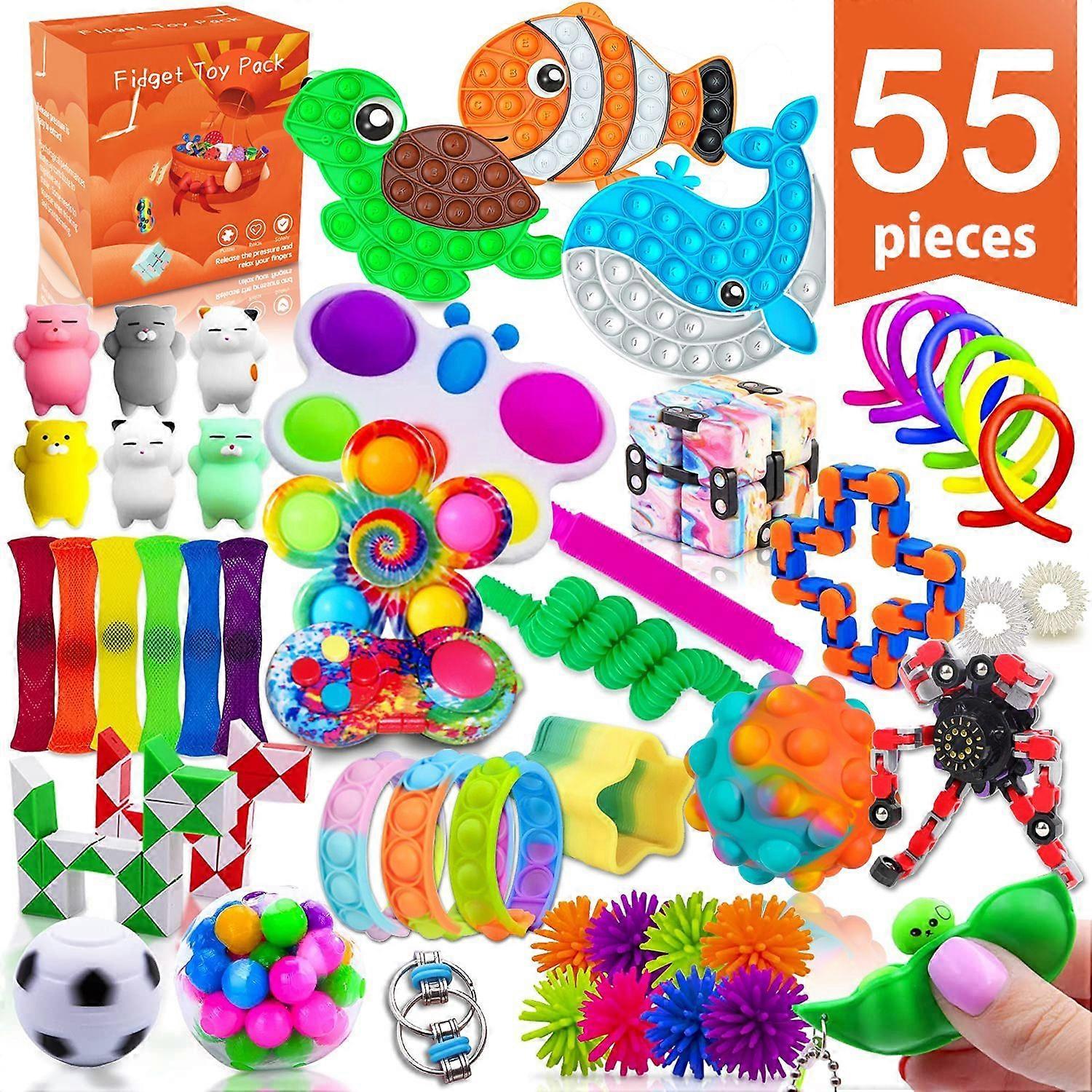 Fidget Toys, 55 Pack Fidgets Set Stocking Stuffers for Kids Party Favors Autism Sensory Toy Bulk ...