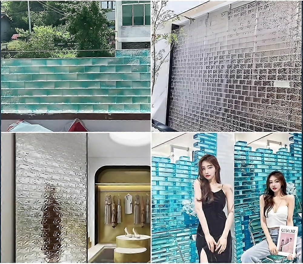 Highly transparent ice crystal texture glass brick, solid double-sided ...