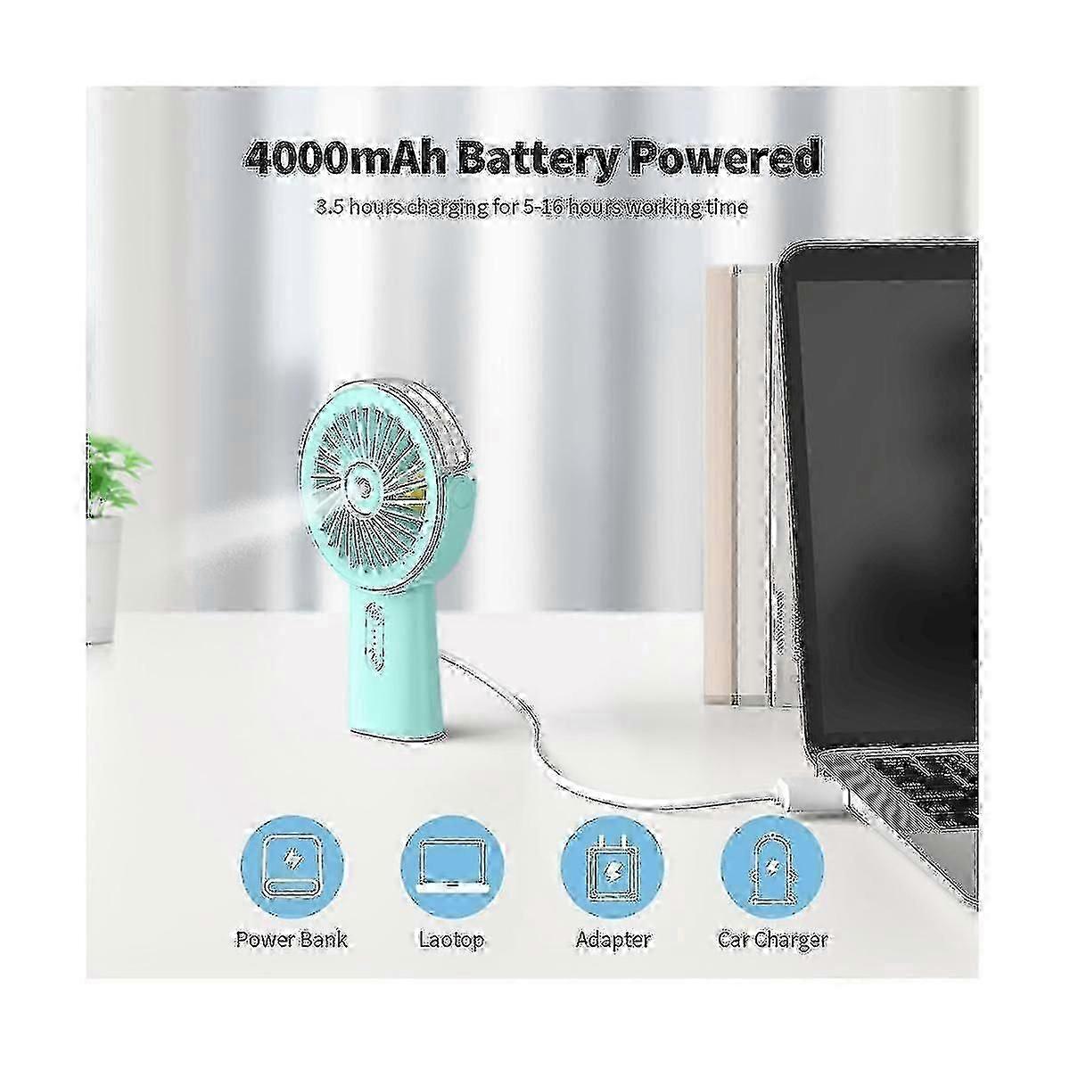 Misting Fan Portable Handheld Fan, 4000mah Hand Mist Fan 90adjustable ...
