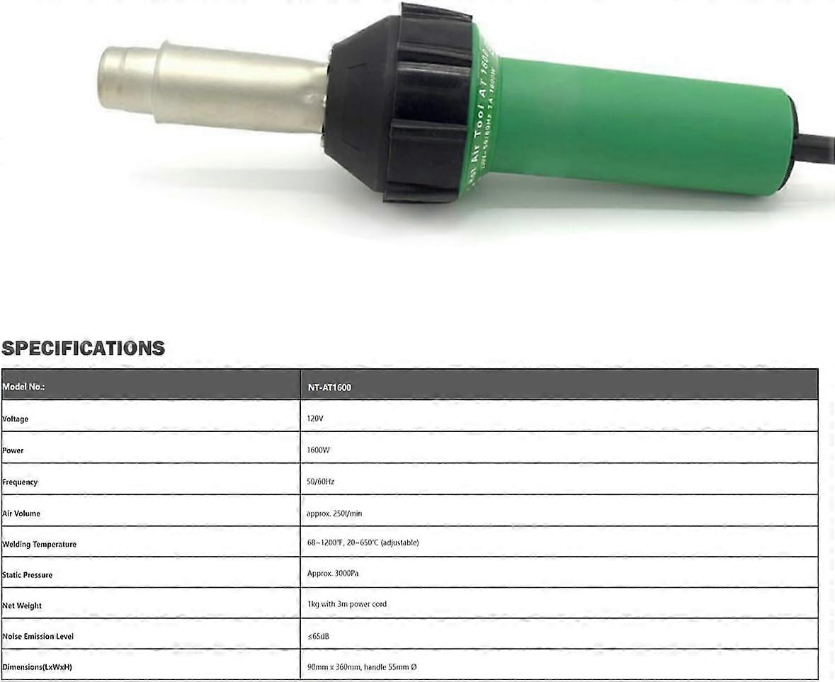 120V Hot Air Welding Gun 1600W with Adjustable Temperature for PVC TPO ...