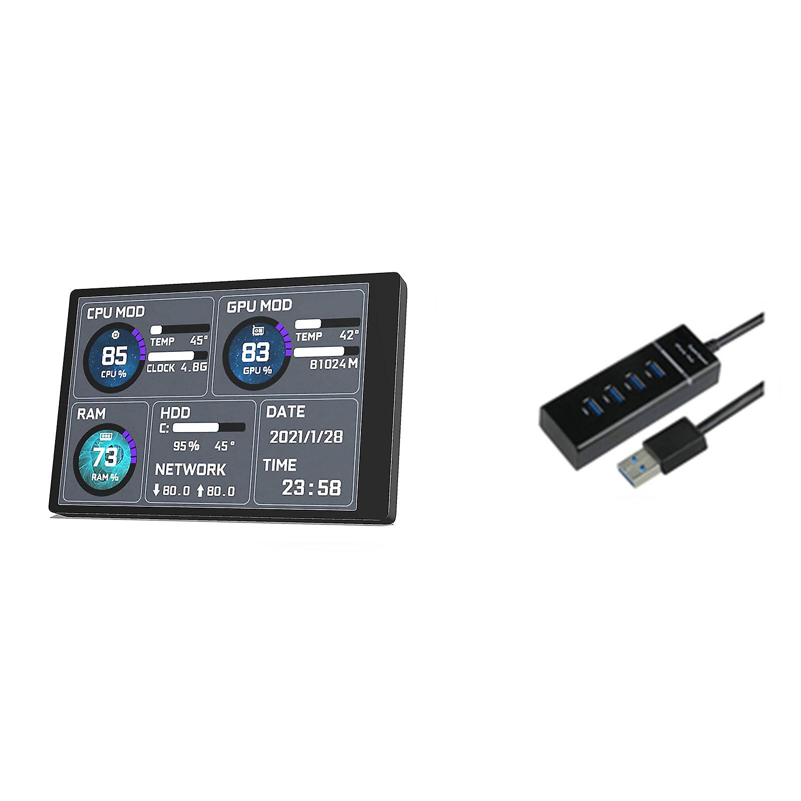 Ips Monitor Usb Hub Computer Display For Mini Itx For Case 3.5'' Ips ...