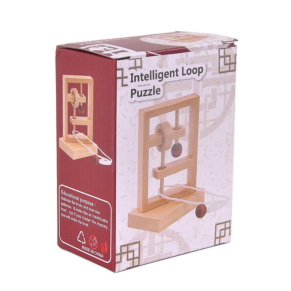 3D Wooden Rope Loop Puzzle Iq Mind String Brain Teaser Game For Adults ...