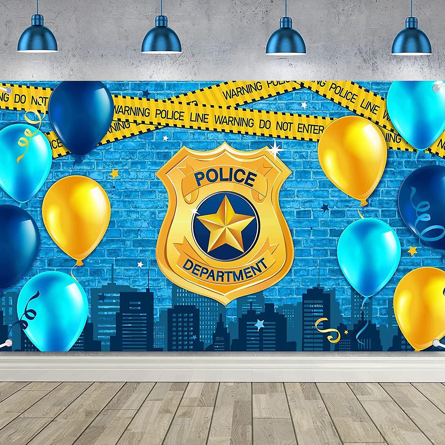 Police Backdrop Police Theme Happy Birthday Party Decorations Police ...