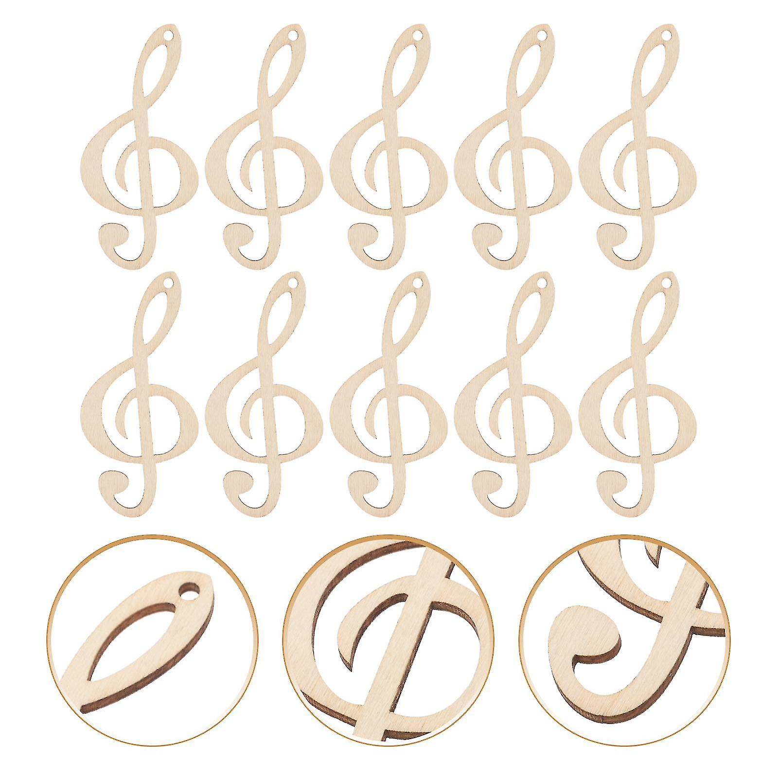 10pcs Music Note Shaped Cutouts Wood Slices Unfinished Wood Slices Diy ...