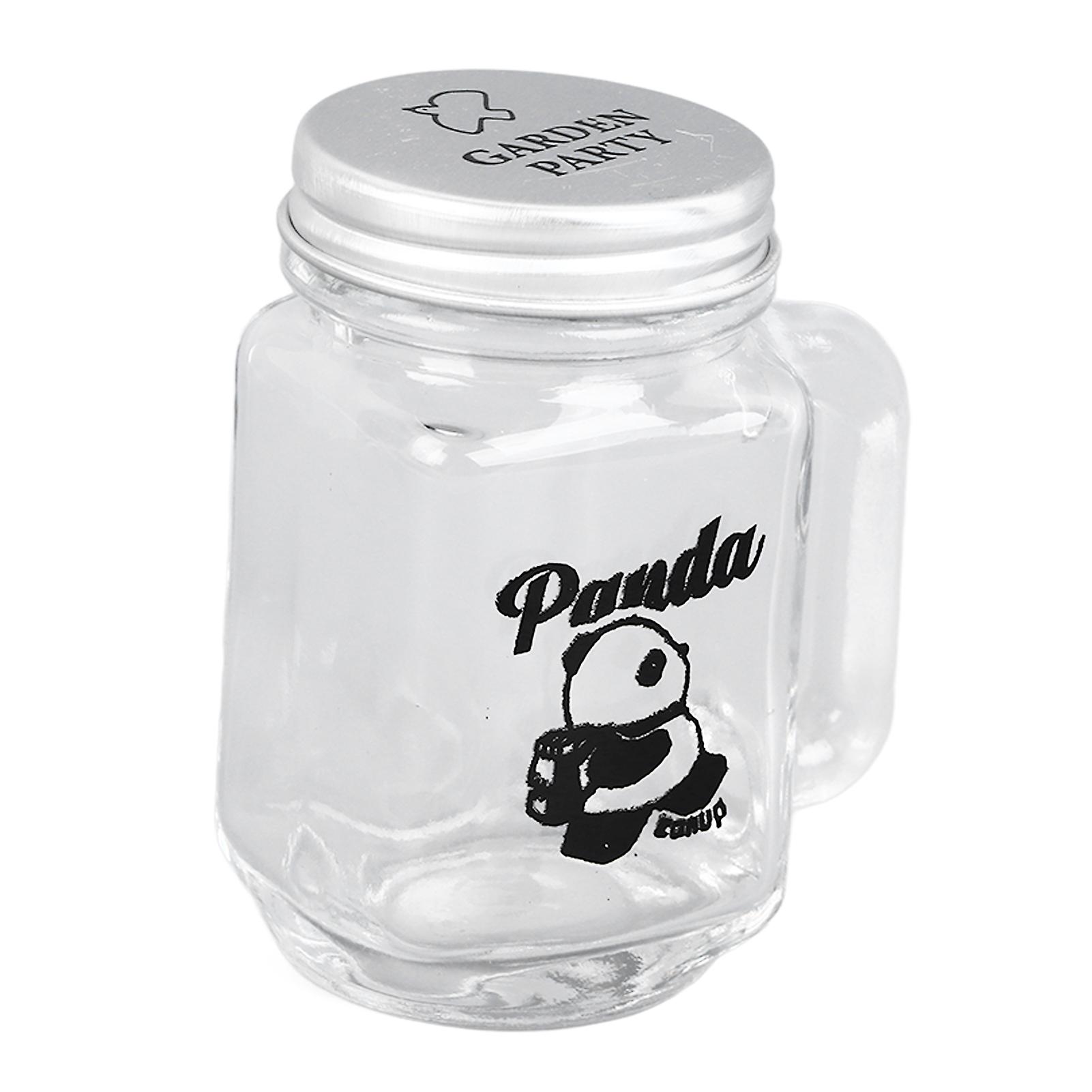 Clear Glass Jar Panda Pattern Thick Handle Airtight Lid High Temp ...