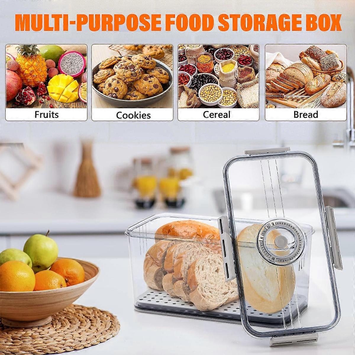 Bread Box for Kitchen Countertop, Airtight Loaf Bread Storage Container ...