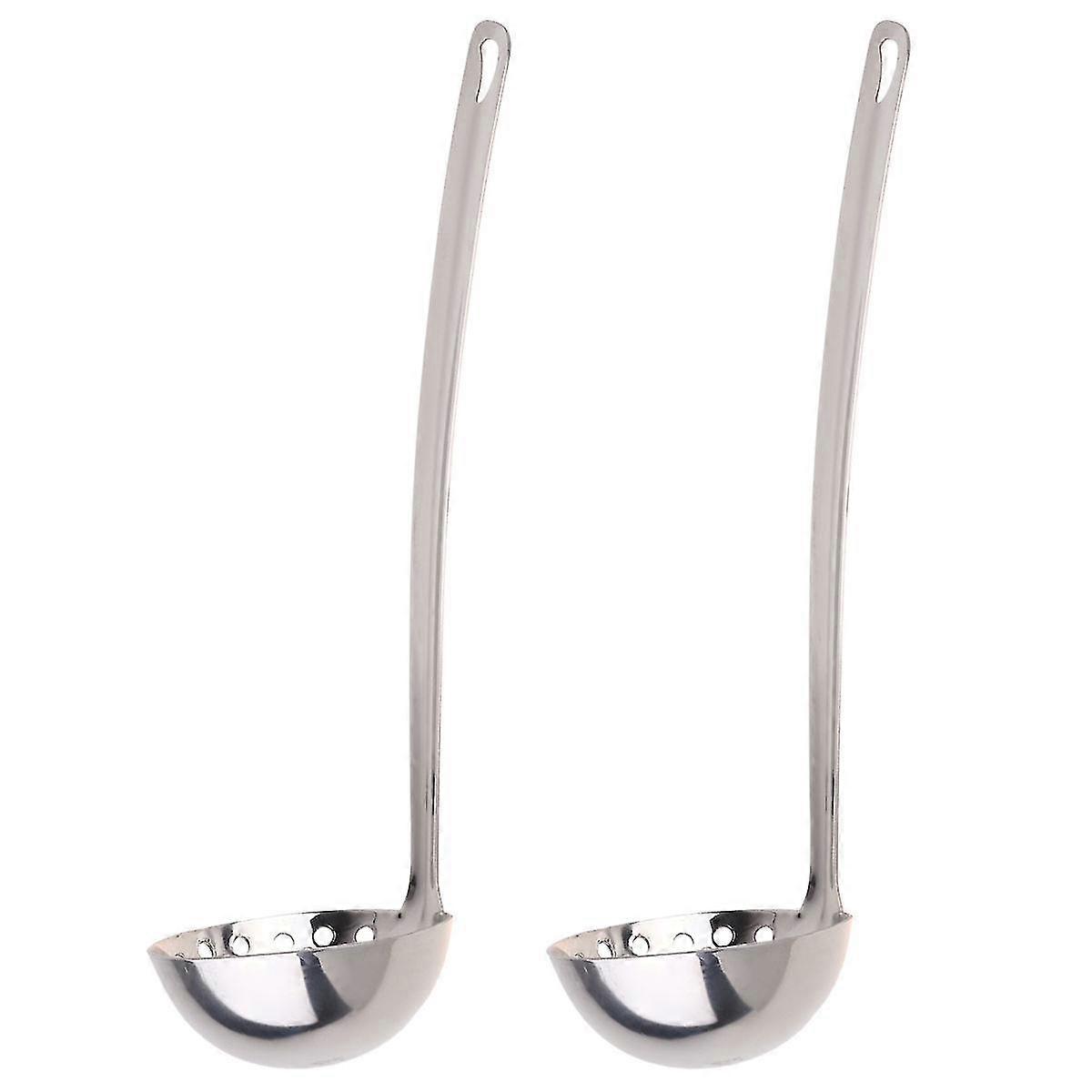 2PCS Stainless Steel Serving Spoons with Hanging Holes Long Handle Hot ...