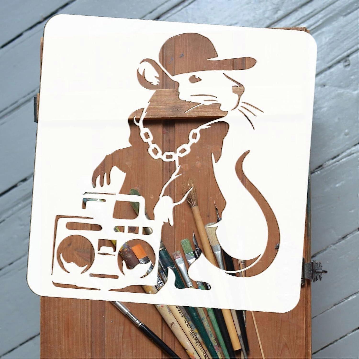 Banksy Hip Hop Rat Stencil 11.8x11.8inch Reusable Banksy Rat Stencil ...