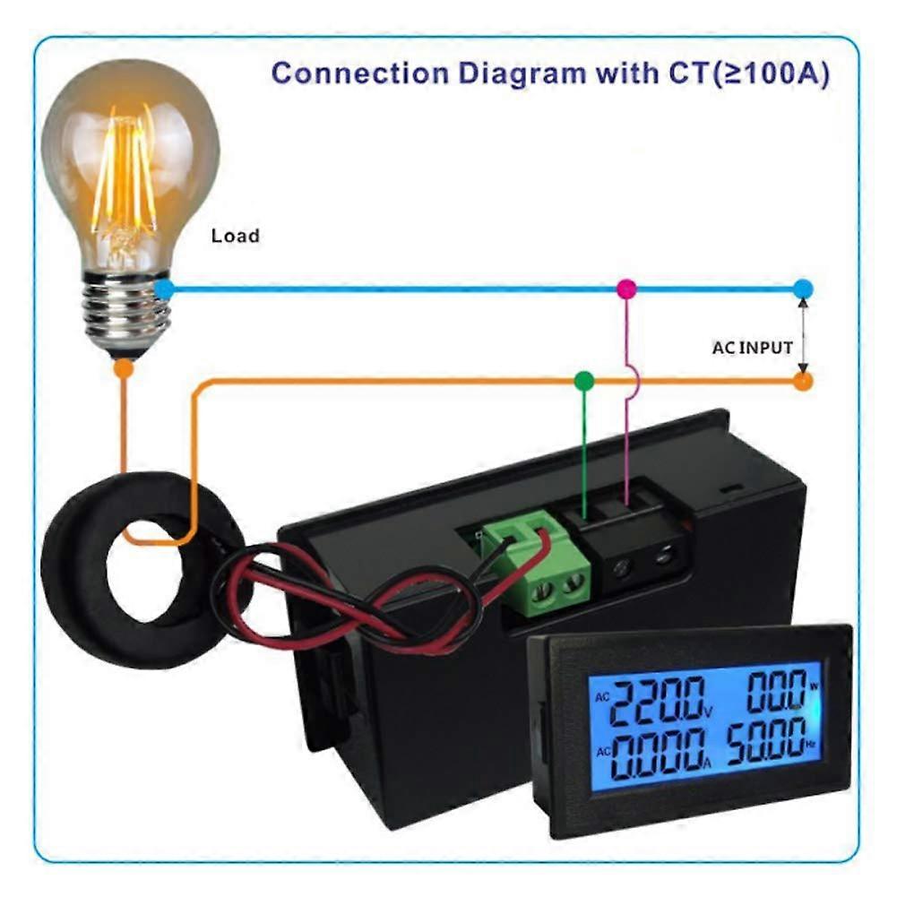 Volt Amp Meter, Multi Function AC Ampere Meter Digital Display, AC Voltage Current Meter for ...