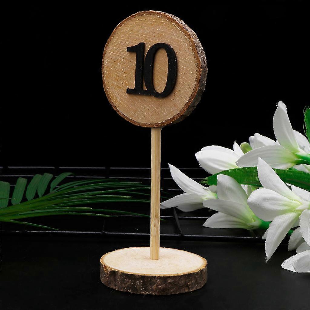 1-10 Rustic Wood Table Numbers Slices Stick Stand Base for Seat Cards ...