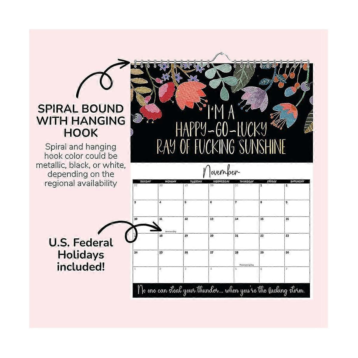 2024 Wall Calendar, Funny Calendar 2024, Swearing Calendar, Physical ...