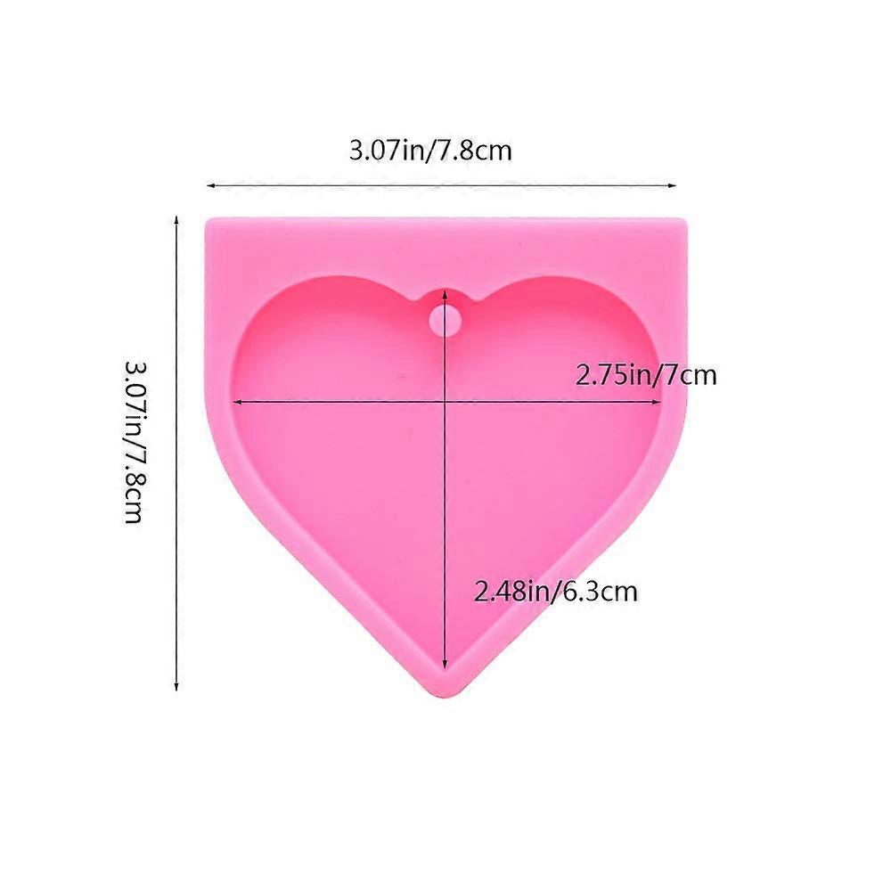 2PCS Big Heart Shape Silicone Mold Large Love Heart Keychain Charms ...