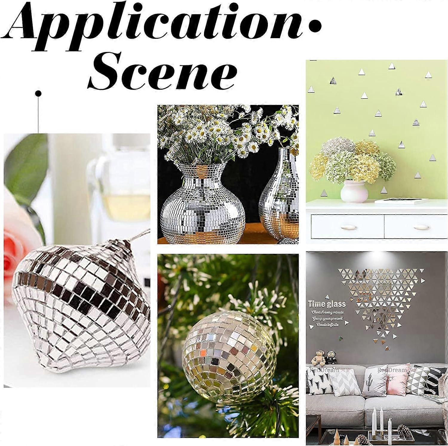 200pcs Triangle Mosaic Tiles 0.7 Inch Mini Mirror Tiles Self-Adhesive ...