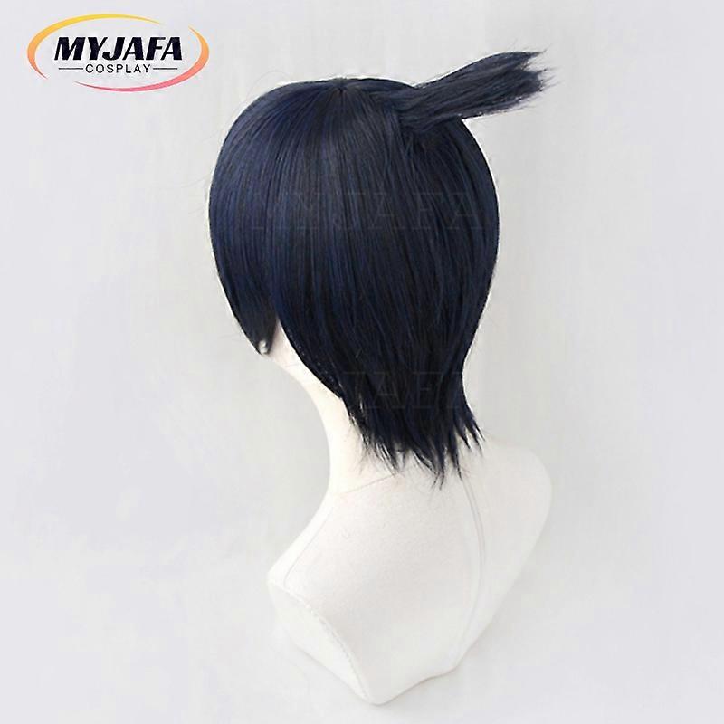 Anime Chainsaw Man Aki Hayakawa Cosplay Wig Dark Blue Topknot Style ...
