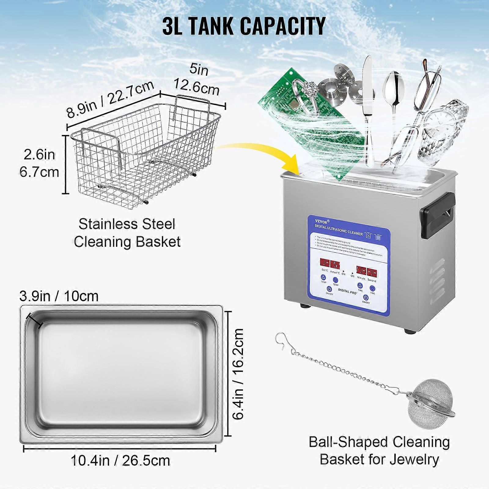 Digital Ultrasonic Cleaner 3L Ultrasonic Cleaning Machine 40kHz Sonic ...