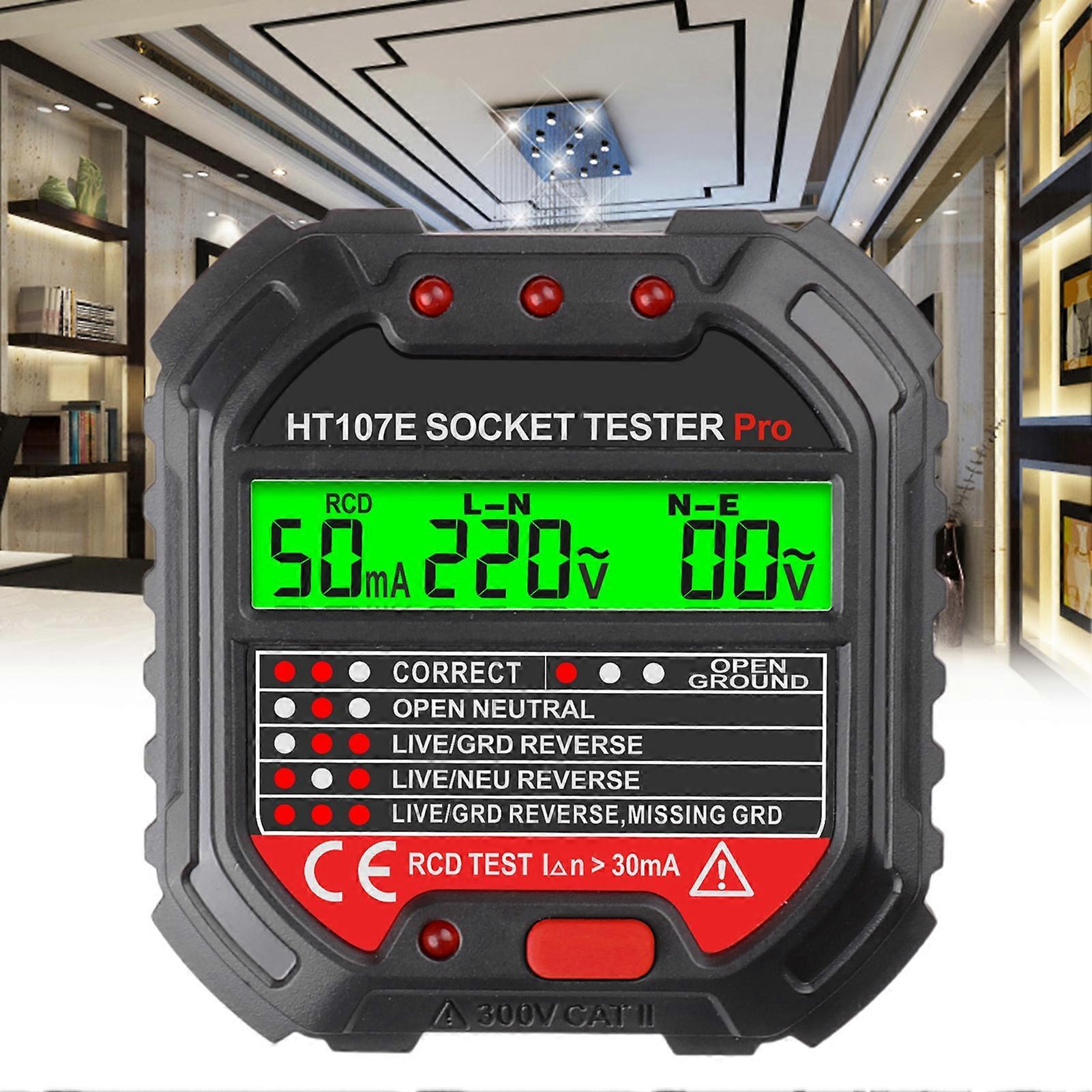 HT107E Socket Tester LCD Display Multi-function LED Plug Play Compact ...