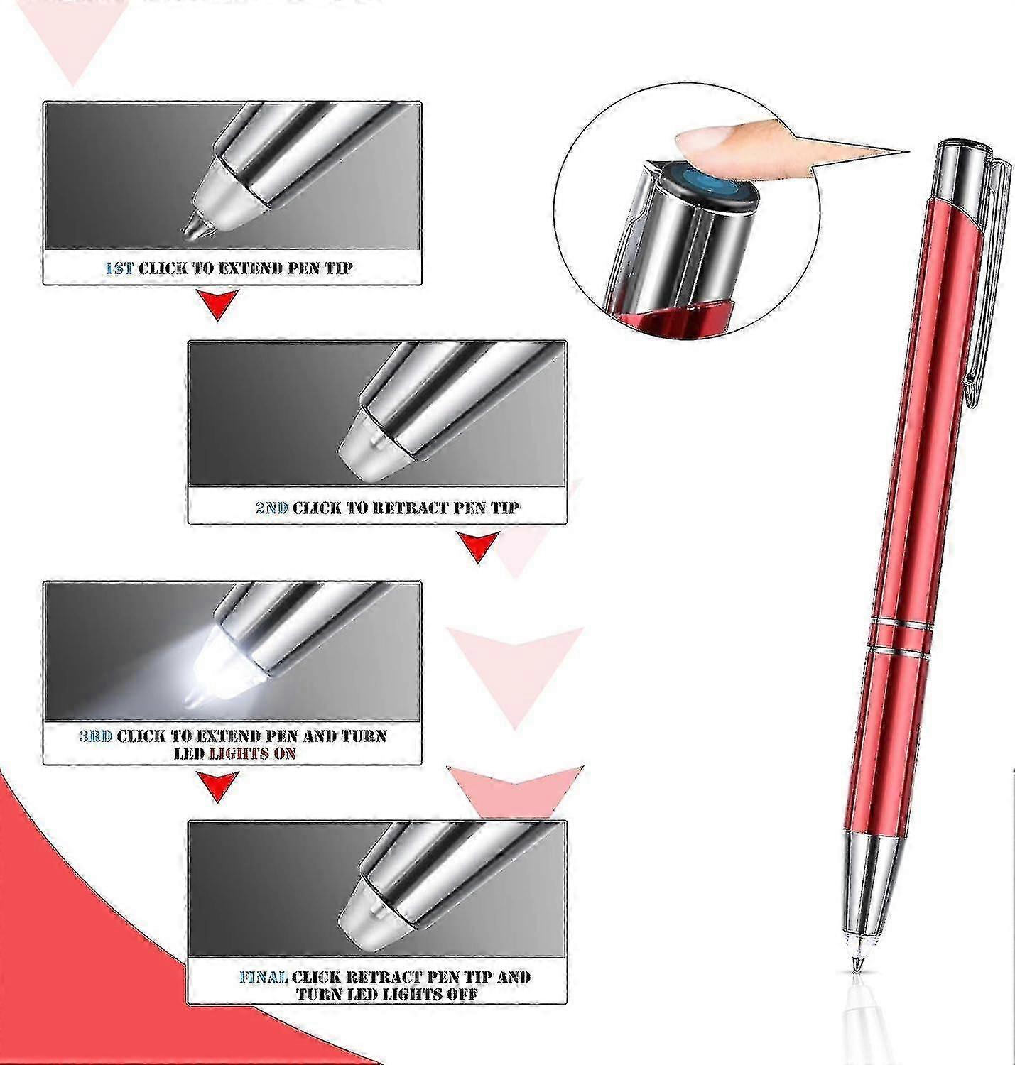 Pen With Light For Writing In The Dark, 6 Pieces Lighted Tip Pen Led ...