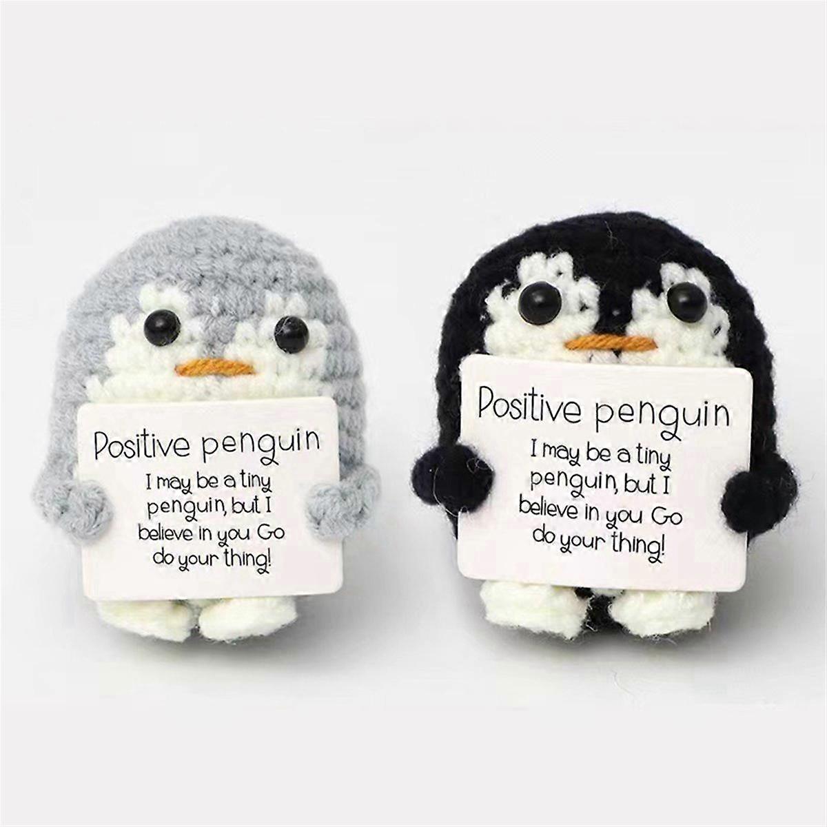 Roll over Image to Zoom in Aeutwekm Emotional Support Penguin Crochet Doll with Positive Card ...