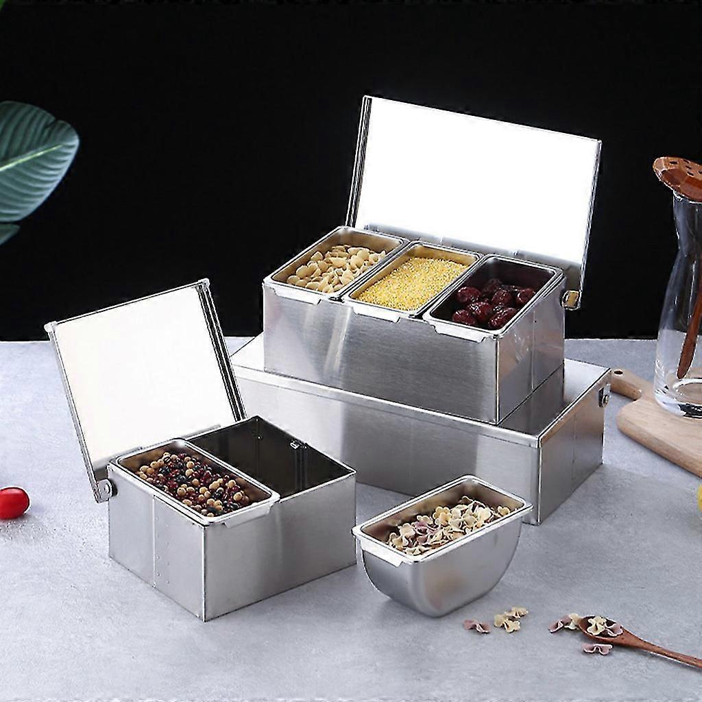 Stainless Steel Seasoning Box Restaurant Chef Seasoning Box with Lid ...