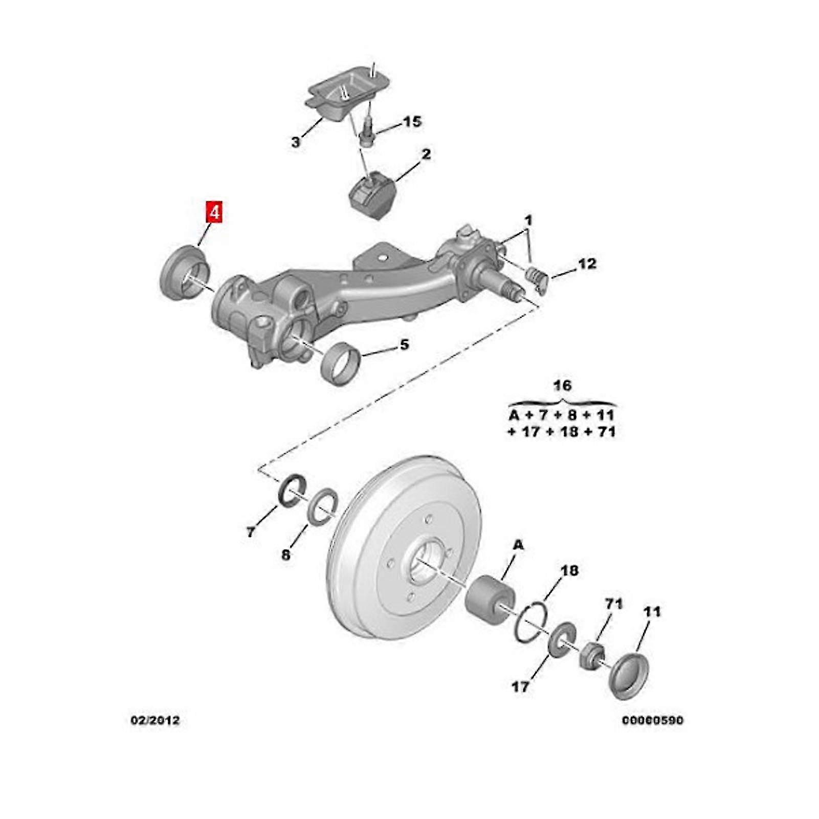 Peugeot 206 205 Rear Axle Beam Bearing Set 517914 Wheel Suspension ...