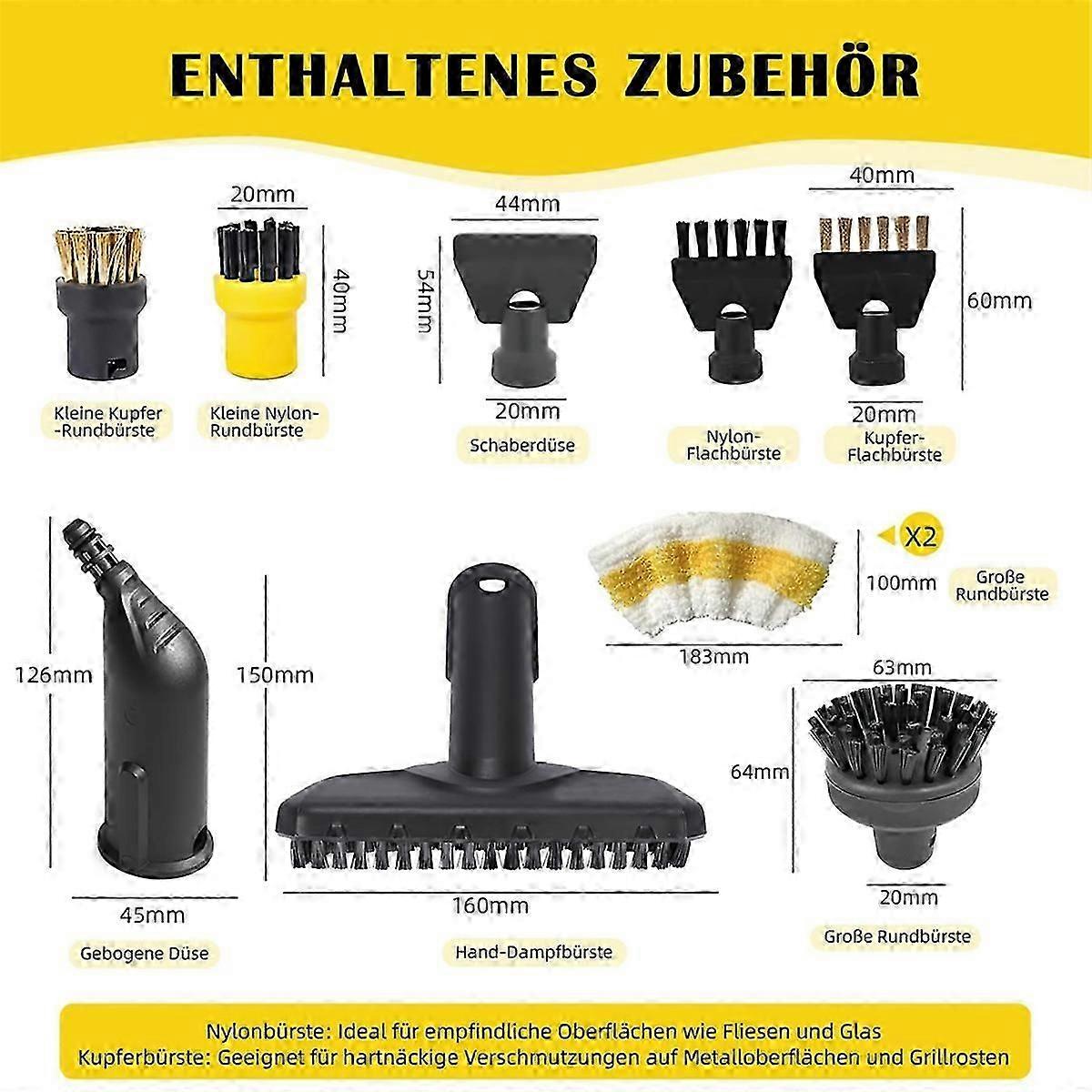10-Piece Accessory Set for Karcher Steam Cleaners SC1, SC2, SC3, SC4, SC5 - Includes Nozzles ...
