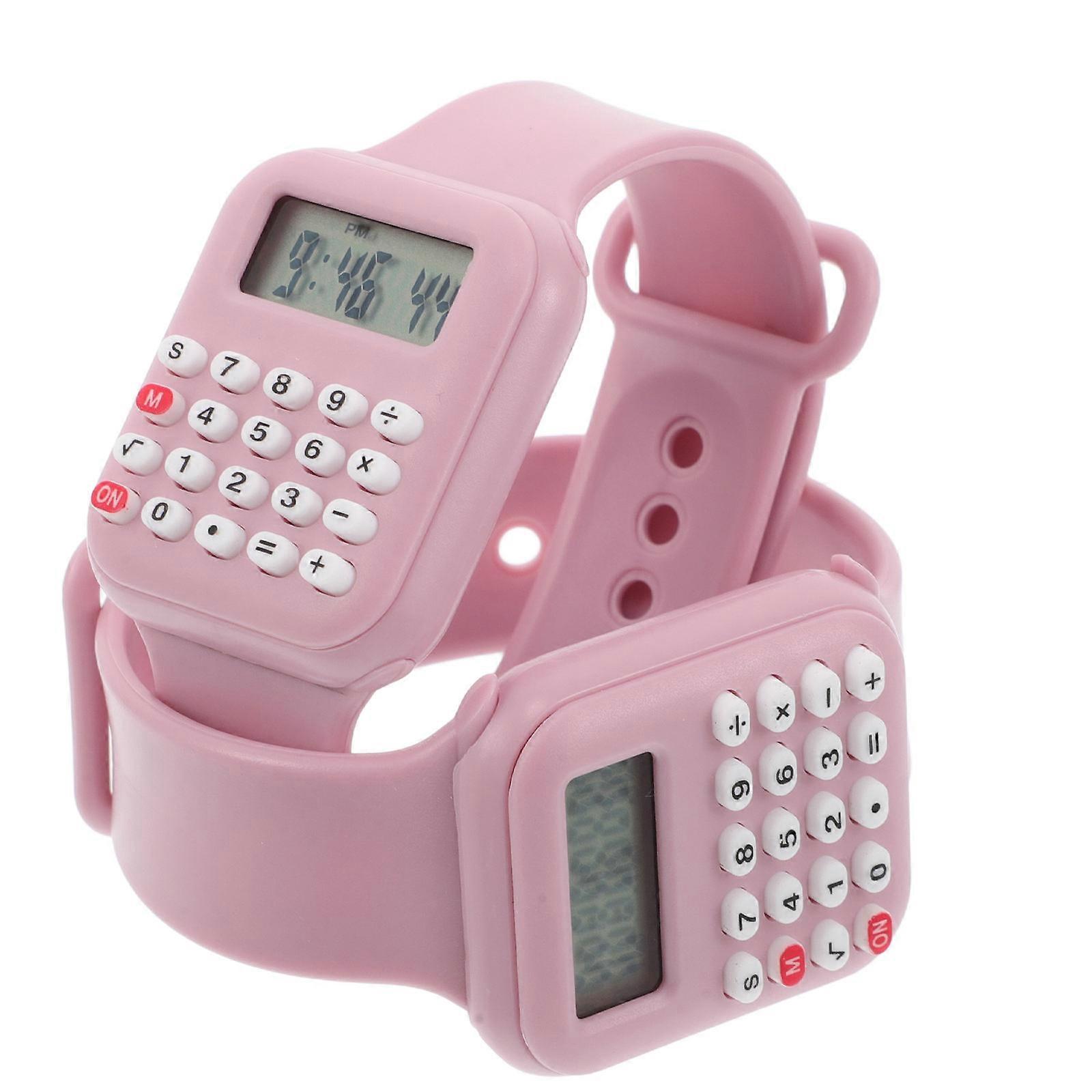 Mini Calculator for Children Watch School Kids Pink Pvc with Date ...
