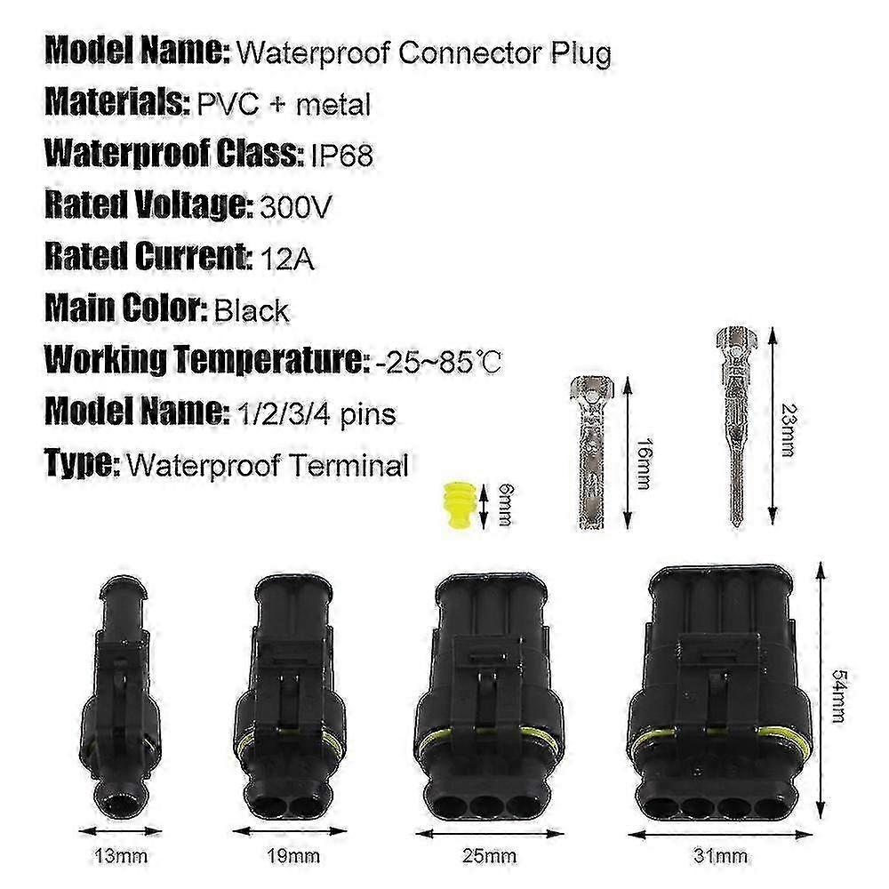 Car Cable Wire Connectors Ip68 Waterproof 1/2/3/4 Pin Automotive Plug ...
