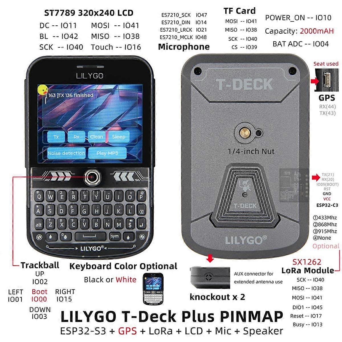 LILYGO T-Deck Plus ESP32-S3 Development Board GPS LoRaWAN Long Distance ...