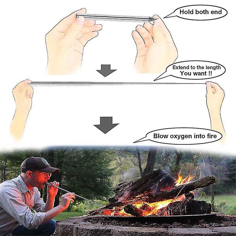 Collapsible Campfire Tool Stainless Steel Fire Blower Pipe Blowpipe ...