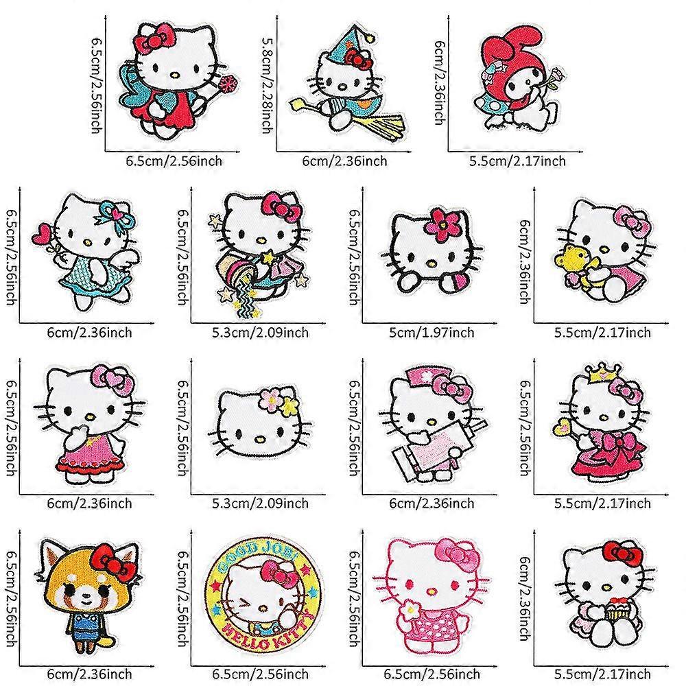 15pcs Iron On Patches Hello Kitty Embroidered Applique Patches Diy Clothes Jeans | Fruugo UK