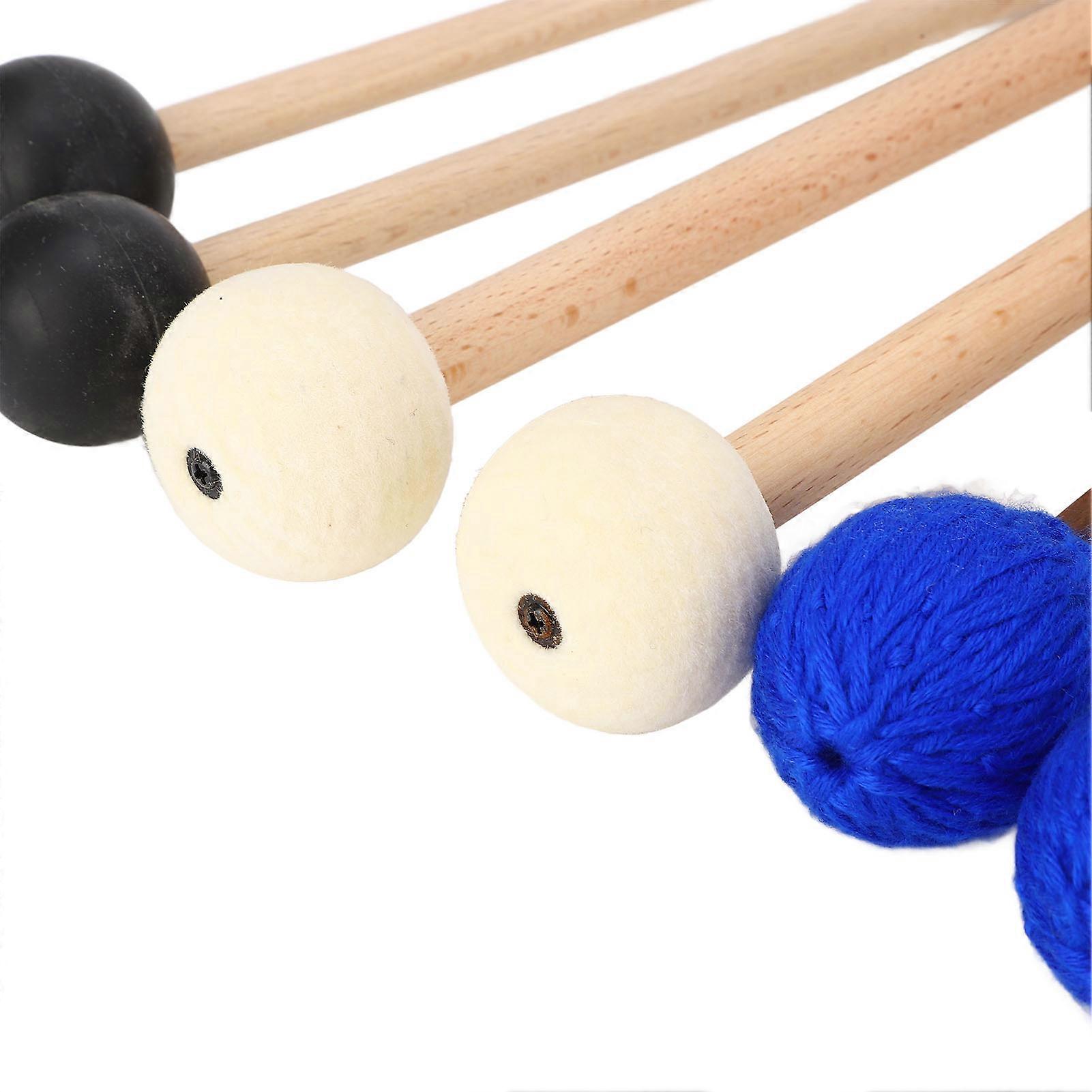3 Pairs Instrument Mallet Set Maple Wood Handle Marimba Timpani Mallets ...