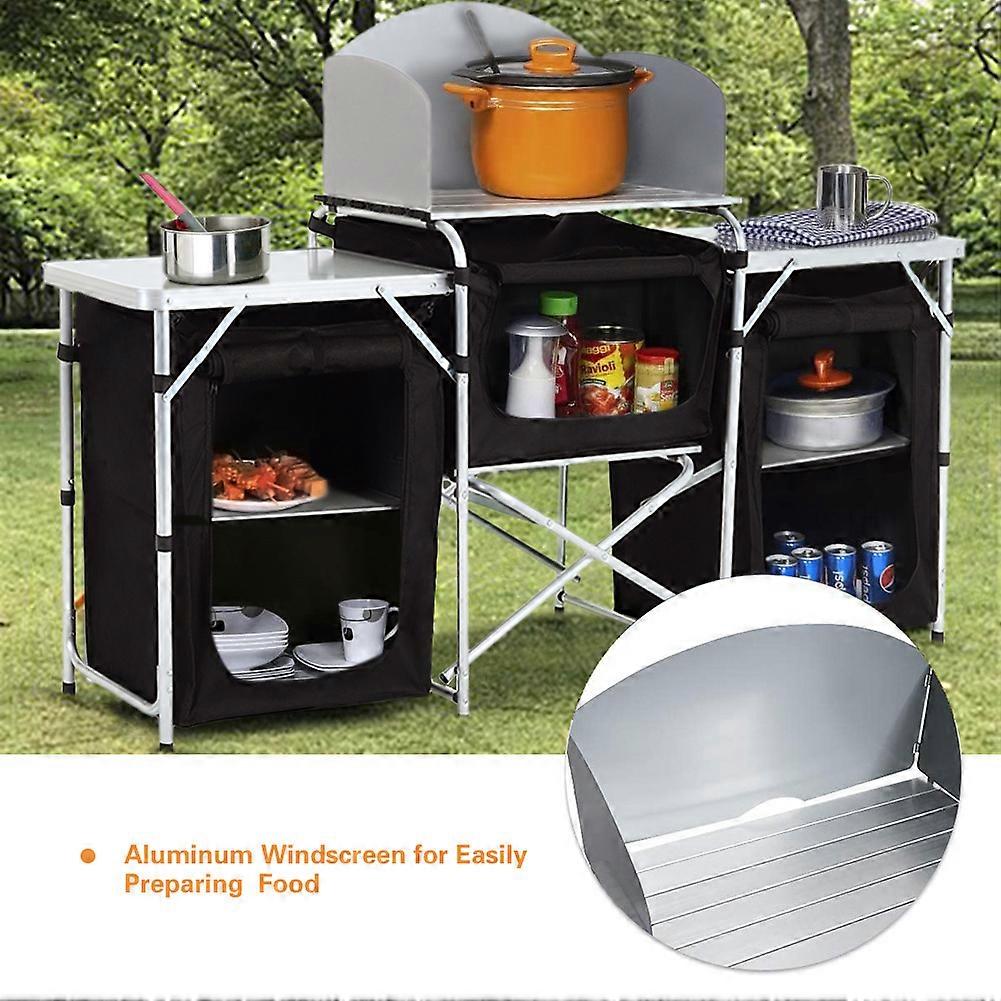 Folding Camping Kitchen Table Unit Double-Sided Worktop | Fruugo UK