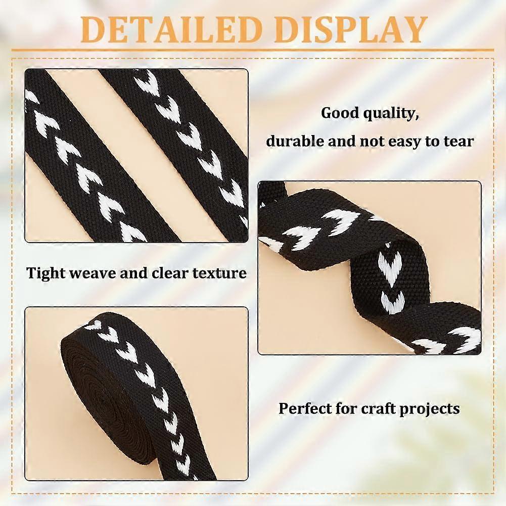 5 Yards Polycotton Webbing Black Jacquard Webbing 1-1/2 inch Wide Flat ...