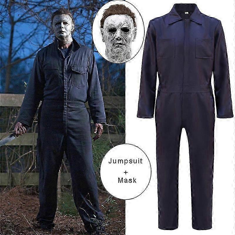2024 Michael Myers Costumes Mask Cosplay Halloween Jumpsuit Outfits Horror Bloody Killer Props ...