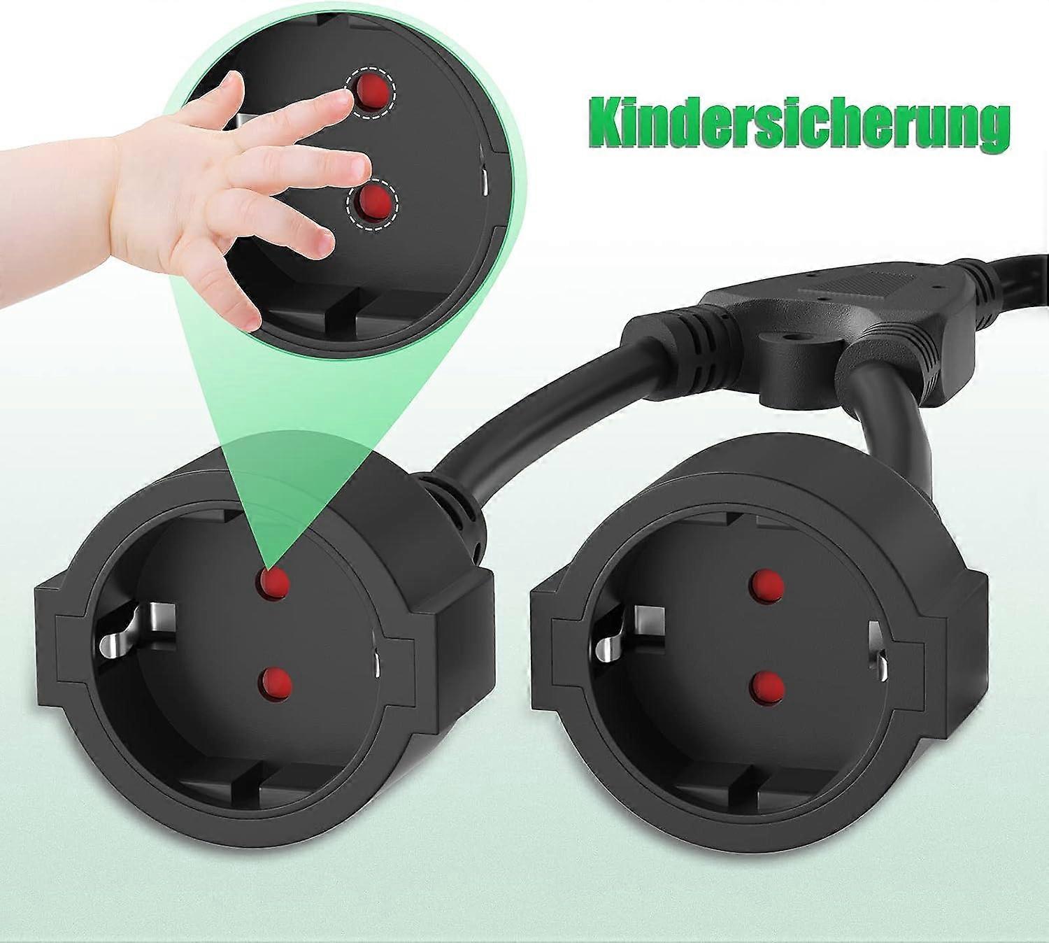 Double Plug for Socket, Multi-Socket 2-Way with Flexible Cable, 16 A ...