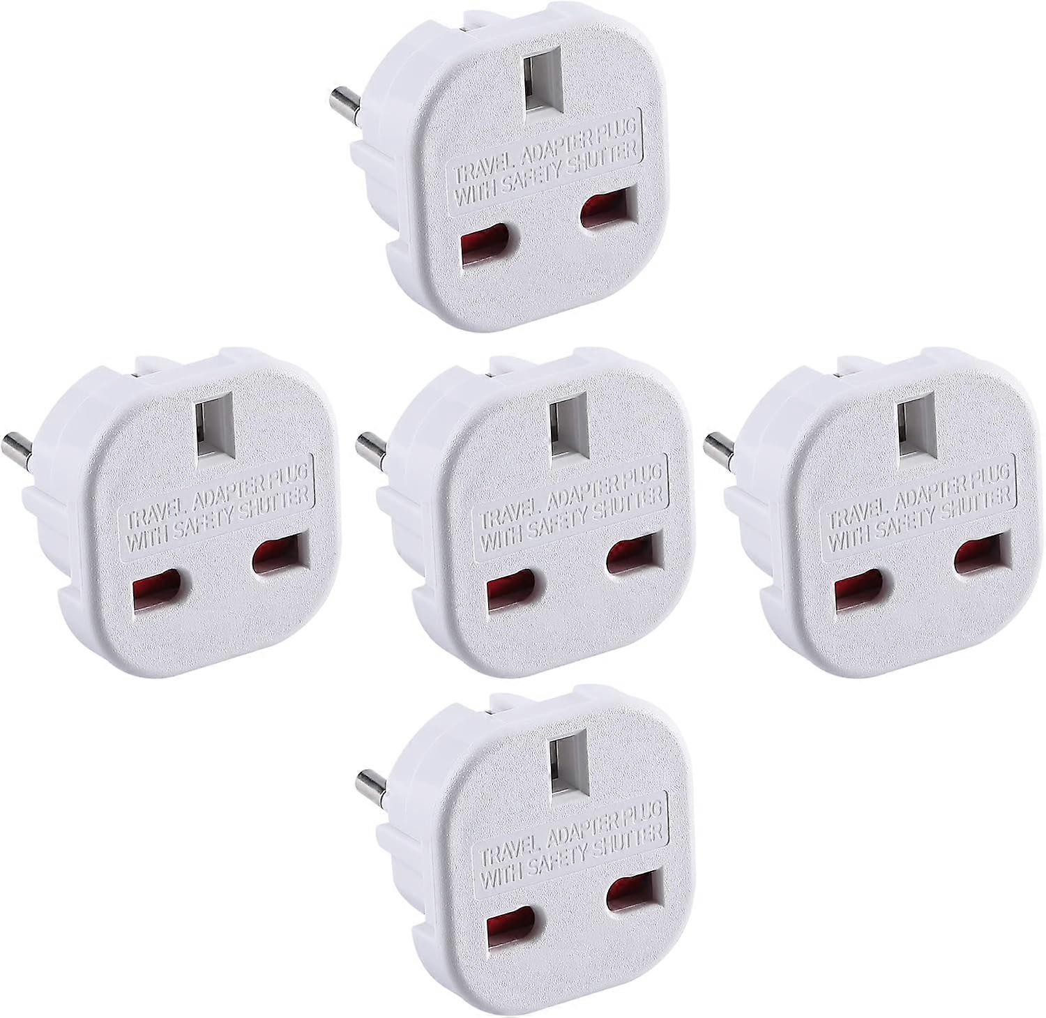 Pack of 5 Travel Adapter | UK to European Plug Adapter Converter (Euro ...