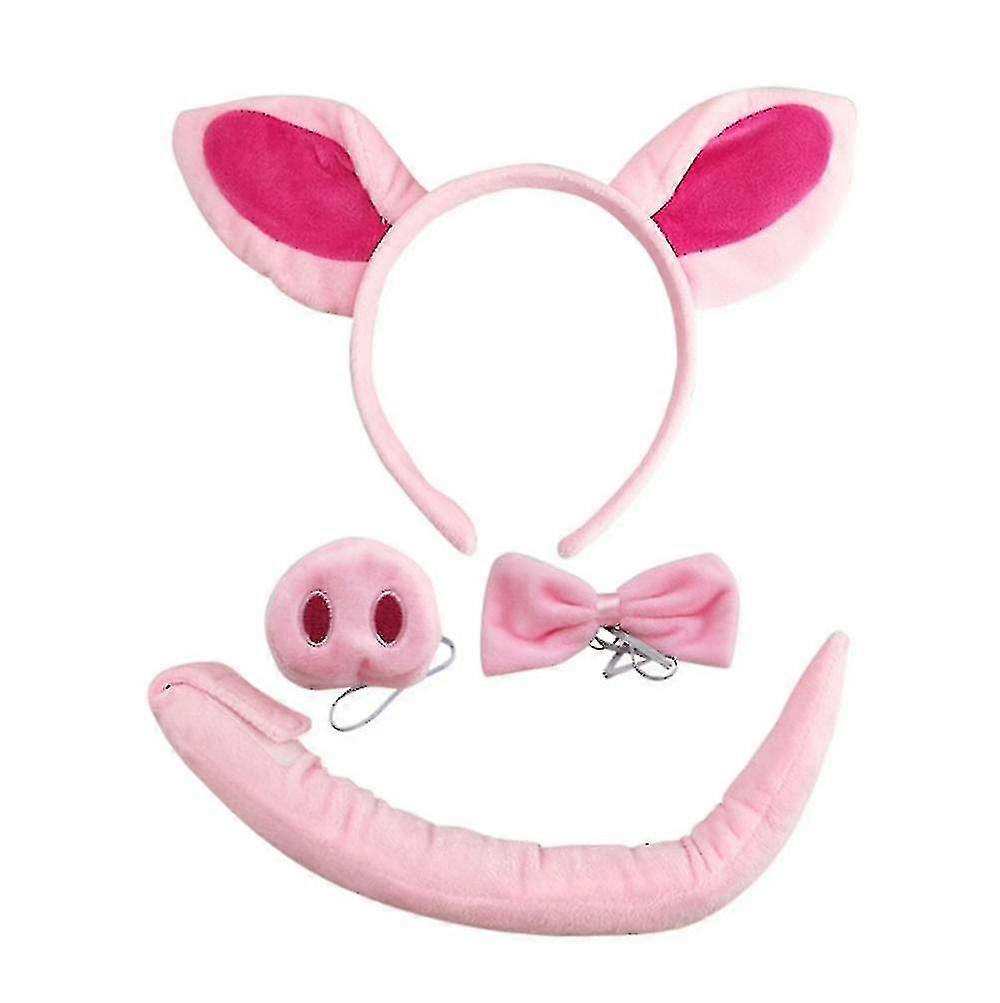 Pig Costume Set - 4 Pieces - Halloween Pig Ears Headband, Tail, Nose ...