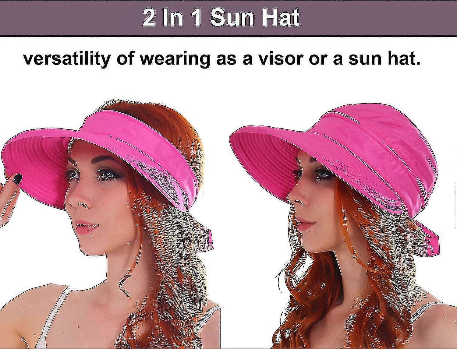Hats For Women Upf 50+ Uv Sun Protective Convertible Beach Visor Hat | Fruugo UK