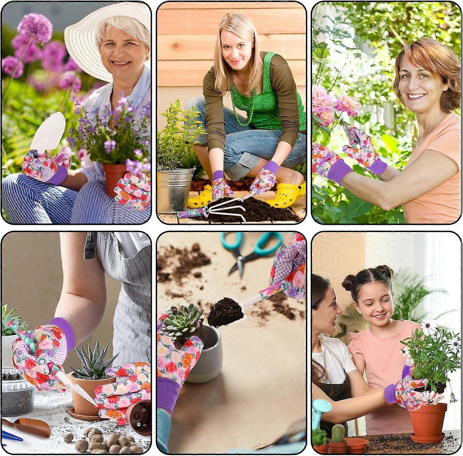 Garden Tools Set, 10 Pieces Gardening Tools with Purple Floral Print ...