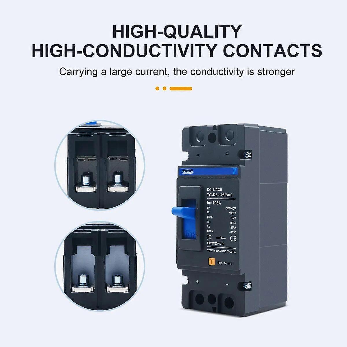 TOMZN 2P DC 1000V DC Solar Molded Case Circuit Breaker MCCB Overload Protection Switch Protector ...