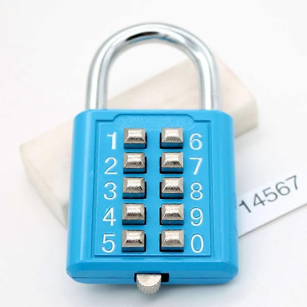 10 Push Button Combination Padlock 5 Digit Locking Mechanism Blue ...