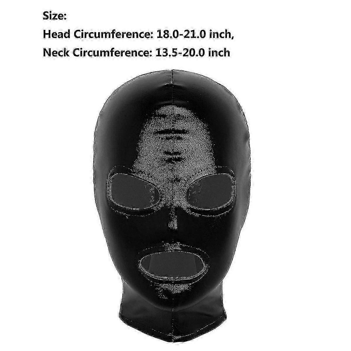 Mens Women Latex Hood Mask Cosplay Outfit Shiny Metallic Open Eyes And ...