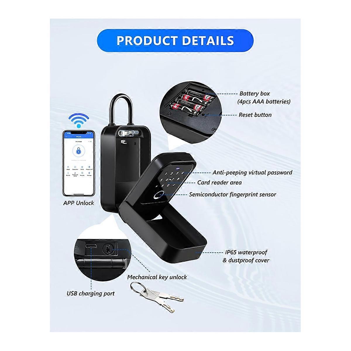 Key Lock Box Wireless Smart Key Lock Box Electronic Lock Box App ...