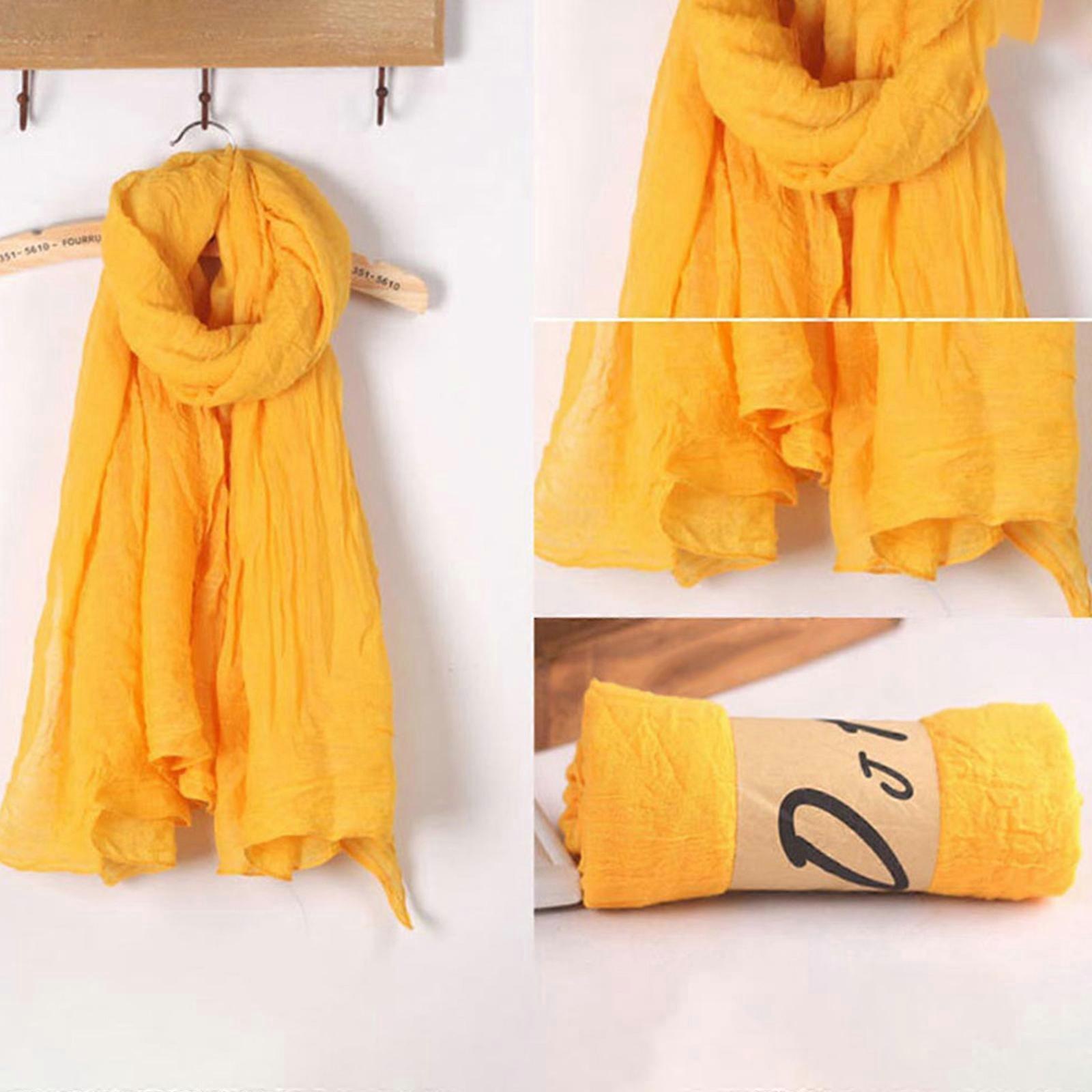 Kvinnors Enfärgad Stor Sheer Scarf Wrap Sjal Mjuk Bomull Linne Sommar Lättvikt Stor för ...