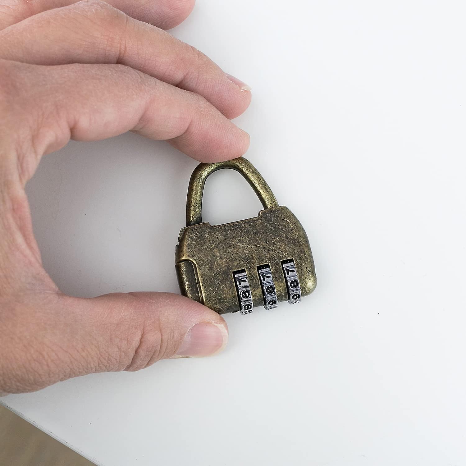 Vintage Combination Padlock - 3 Digits - 4.3 X 3.5 X 1.2 Cm - Gold ...